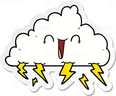 Sticker Of A Cartoon Thundercloud 45311489 Png