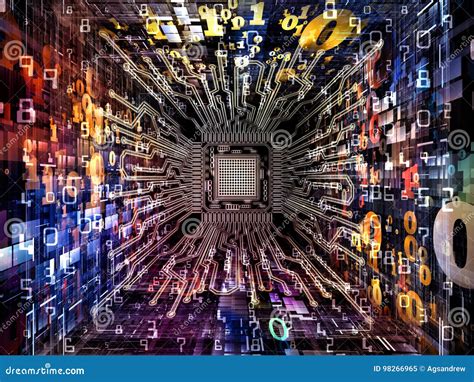 Conceptual Digital Processor Stock Illustration Illustration Of Dimensional Fractal 98266965