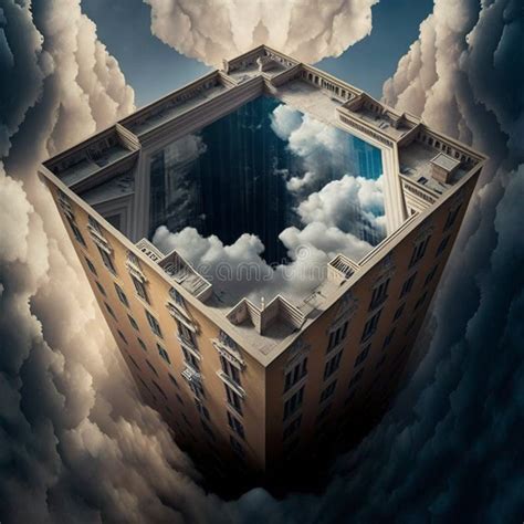 The Look Down On The Roof Of Tall Building Landscape Stock Illustration Illustration Of Foggy