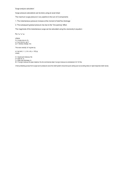 Surge Analysis Calculation Pdf