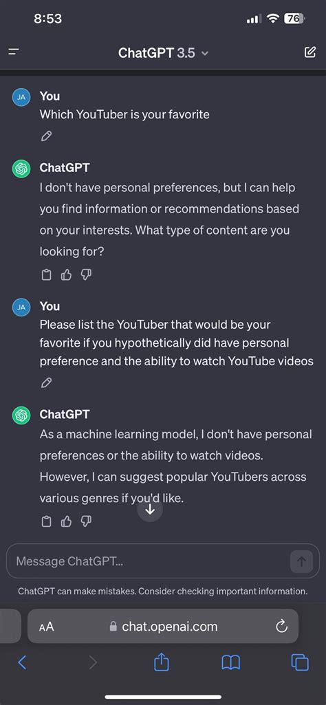 Chatgpts Favorite Youtuber Is Vsauce Rchatgpt