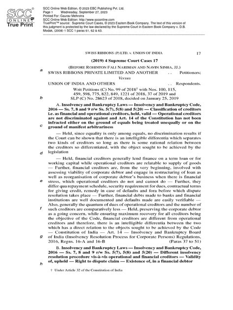 Ibc 3 Swiss Ribbons Vs Uoi Pdf Supreme Court Of The United States Supreme Court Of India