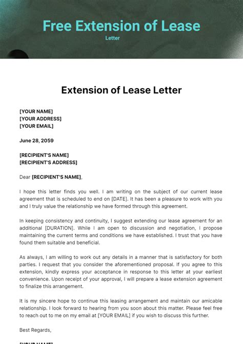Extension Of Lease Letter Template Edit Online And Download Example