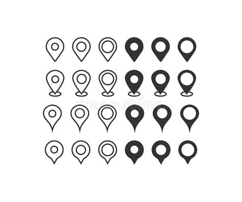 Gps Pointer Icon Set Navigation Pin Symbol Sign Location Map Vector Stock Vector