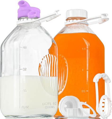Syntic 4 Pack 2 Qt Glass Milk Bottles With Handle And