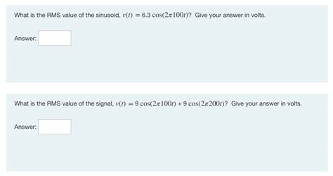 Solved What Is The Rms Value Of The Sinusoid