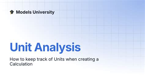 Unit Analysis Models University