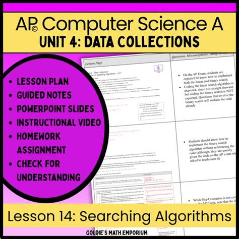 Searching Algorithms Unit 4 Lesson 14 Goldies Ap® Csa Curriculum