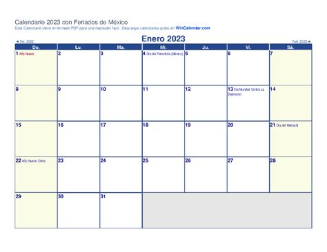 2023 Calendario Calendario 2023 Con Feriados De México Este