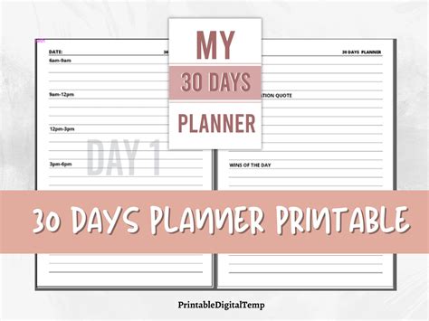 Editable 30 Day Planner 30 Days Printable Planner 30 Days Challenge