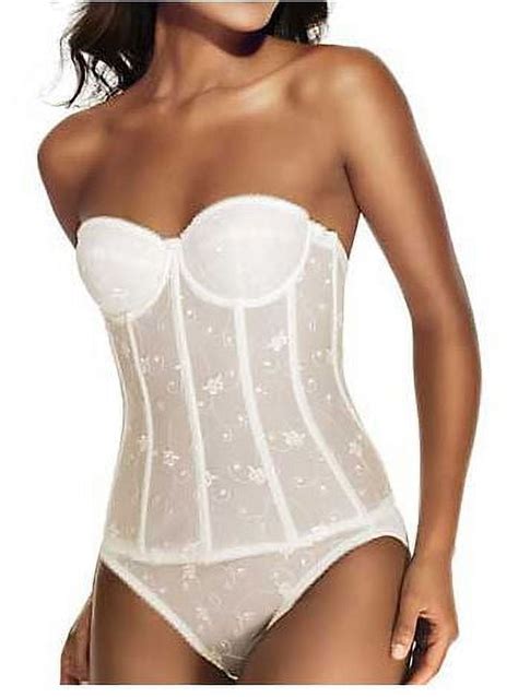 Dominique Womens Rosemarie Embroidered Lace Strapless Longline Bridal
