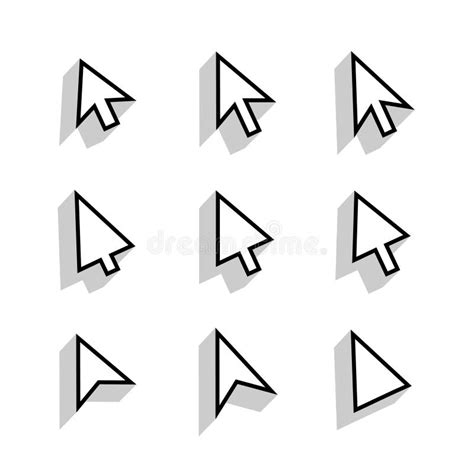 Set Of Flat Mouse Cursor Arrow Element Symbol Design Stock Illustration