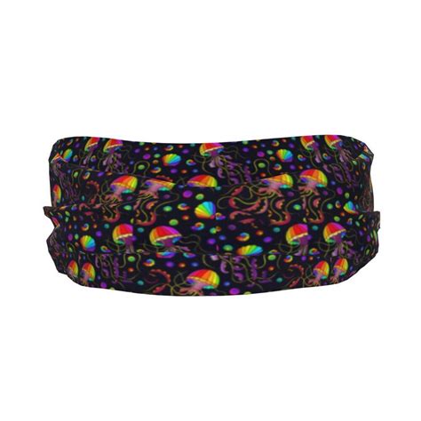 Badu Bg Дъгова медуза и черупки Ленти за пот Еластични ленти за глава за пот за бягане Шапки за