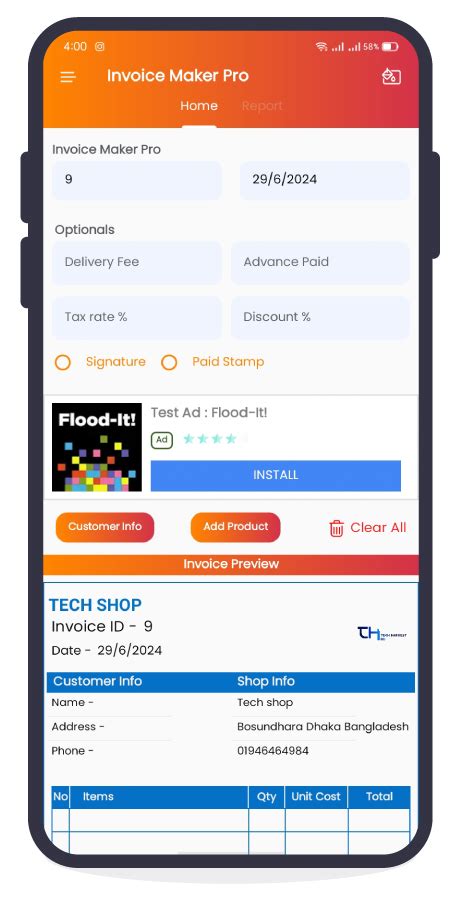 Quick Invoice Billing Manager Simple Invoice Generator By Techharvestbd