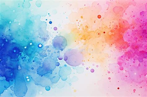 Rainbow Blobs Watercolor Pattern On White Background Abstract Grunge Texture Stock Image