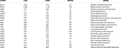 Datasets Of 20 Types Of Cancer Downloaded From Tcga Download