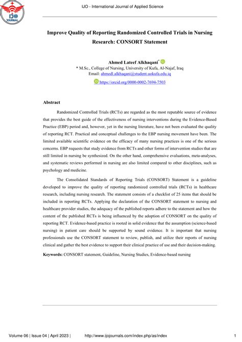 Pdf Improve Quality Of Reporting Randomized Controlled Trials In Nursing Research Consort