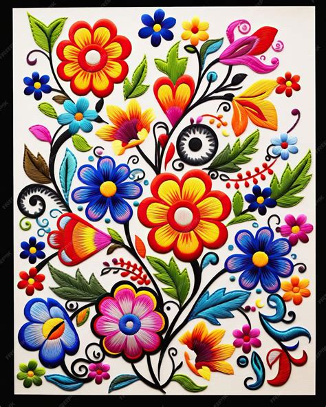 Premium Ai Image Mexican Embroidery Design Featuring Intricate