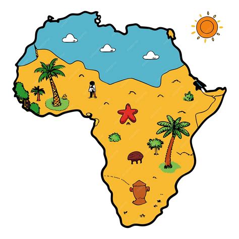 Hand Drawn Africa Cartoon Map Premium Ai Generated Vector