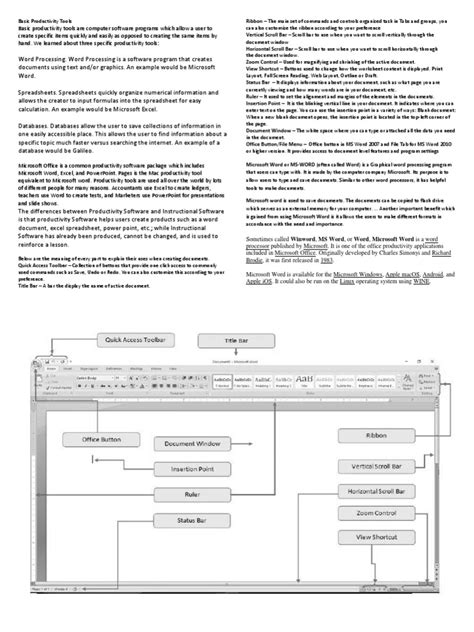 Basic Productivity Tools Pdf Microsoft Word Microsoft Office
