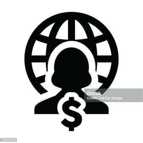 달러 아이콘 벡터 글로브 기호 여성 사람 프로필 아바타 기호 플랫 컬러 글리프 픽토그램에서 비즈니스 네트워크에 대 한 기호 0명에 대한 스톡 벡터 아트 및 기타 이미지