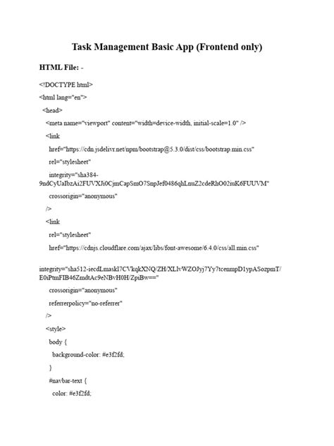 Task Management Basic App Only Frontend Pdf Web Development Computer Science
