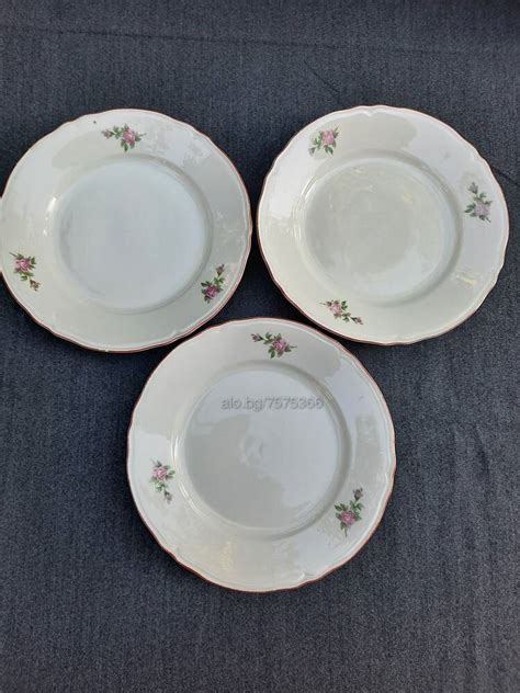 Чинии за основно ястие 3 бр ”Китка” Нови Пазар Съдове Сервизи Прибори Нови Искър Чи