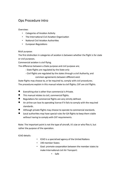 Ops Procedure Intro Notes For The Subject Ops Procedure Intro