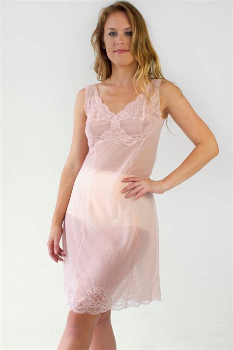 Clothing Shoes And Accessories Sleepwear And Robes Vintage Vtg Style Fair Pink Shiny Satin Lace