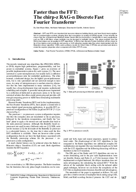 Pdf Faster Than The Fft The Chirp Z Rag N Discrete Fast Fourier
