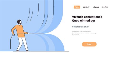 당기 밧줄 오프닝 그랜드 행사 축 하 비즈니스 이벤트 프레 젠 테이 션 개념 남성 만화 캐릭터 전체 길이 라인 수평 복사 공간을