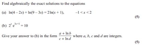 Exam Questions Natural Log Functions ExamSolutions