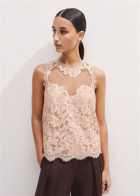 Womens Pink Graphic Floral Lace Top Meem Floral Lace Tops Floral