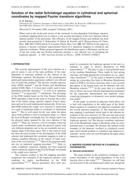 Pdf Solution Of The Radial Schrödinger Equation In Cylindrical And Spherical Coordinates By