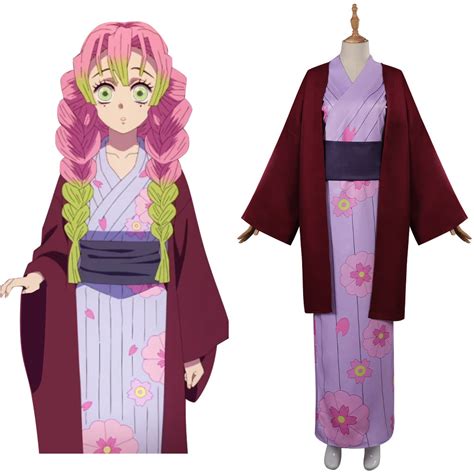 Demon Slayer Kanroji Mitsuri Kimono Cosplay Kostüm Halloween Karneval
