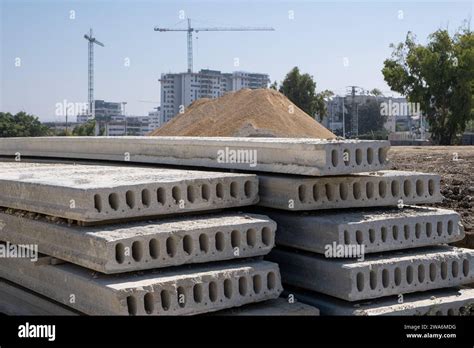 Stack Of Prefabricated Concrete Slabs With Hole For Multi Story