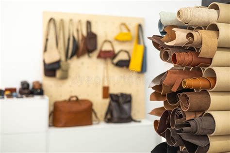Material For Creating Handmade Production At Leather Workshop Storage Organization At Tannery