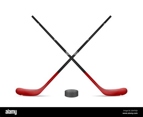 Hockey Sticks And Puck On A White Background Vector Illustration Stock