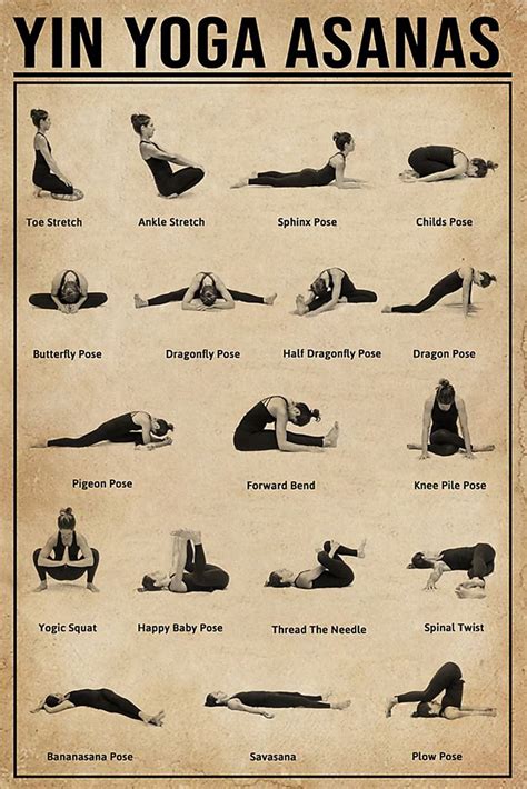 Decoration Room Yin Yoga Asanas Vintage Yoga Poster Yoga Knowledge