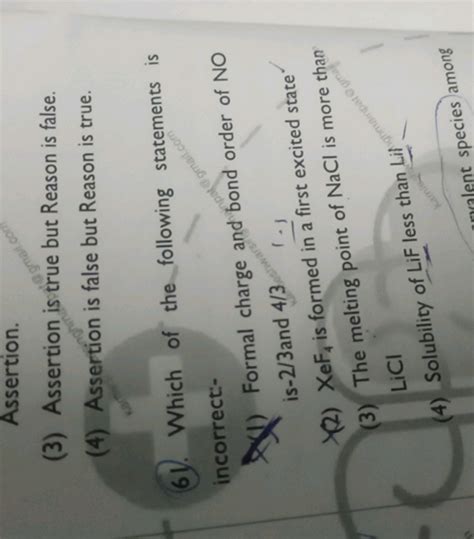 Assertion3 Assertion Is True But Reason Is False4 Assertion Is Fa
