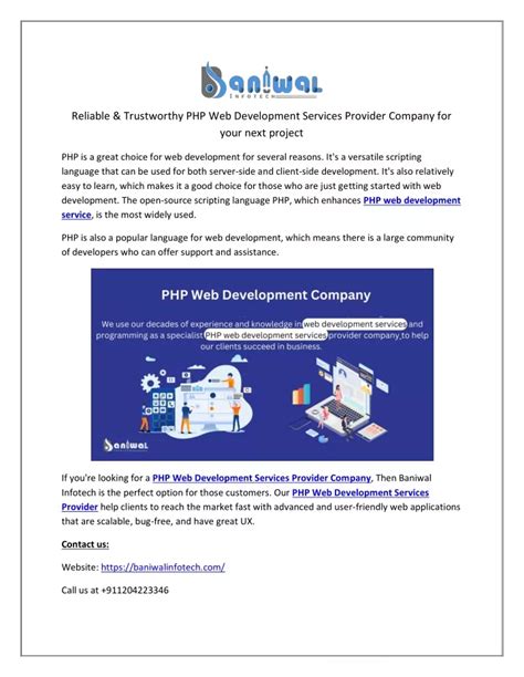 Ppt Php Web Development Services Provider Company Baniwal Infotech Powerpoint Presentation