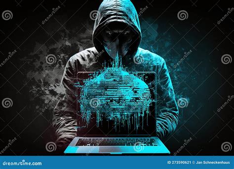 Hacking And Malware Concept Hacker Using Abstract Laptop With Binary