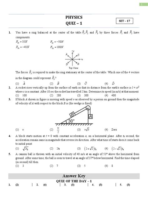 set 17 quiz 1 physics quiz vidyapeeth gulhan jha sir and mr sir kazim pdf pdf force