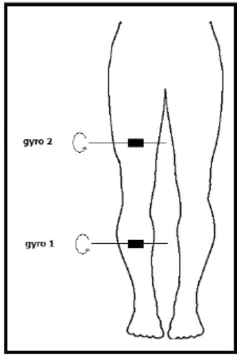 position of the two gyroscopes on the human leg body figure adopted