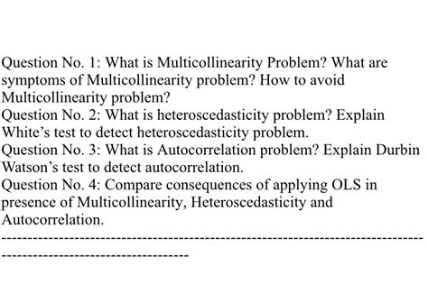 Question No What Is Multicollinearity StudyX