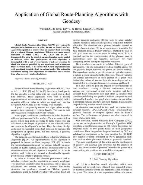 Pdf Application Of Global Route Planning Algorithms With Geodesy