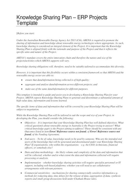 Pdf Knowledge Sharing Plan Erp Projects Templateknowledge Sharing