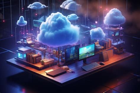 Premium Ai Image Iot 3d Cloud Computing Hosting Technology With Electronic Devices