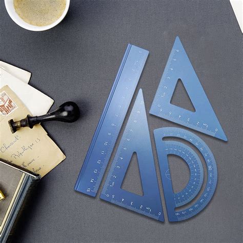 Triangular Ruler Settriangular Ruler Set4pc Triangular Scale Ruler Setmetal Protractor