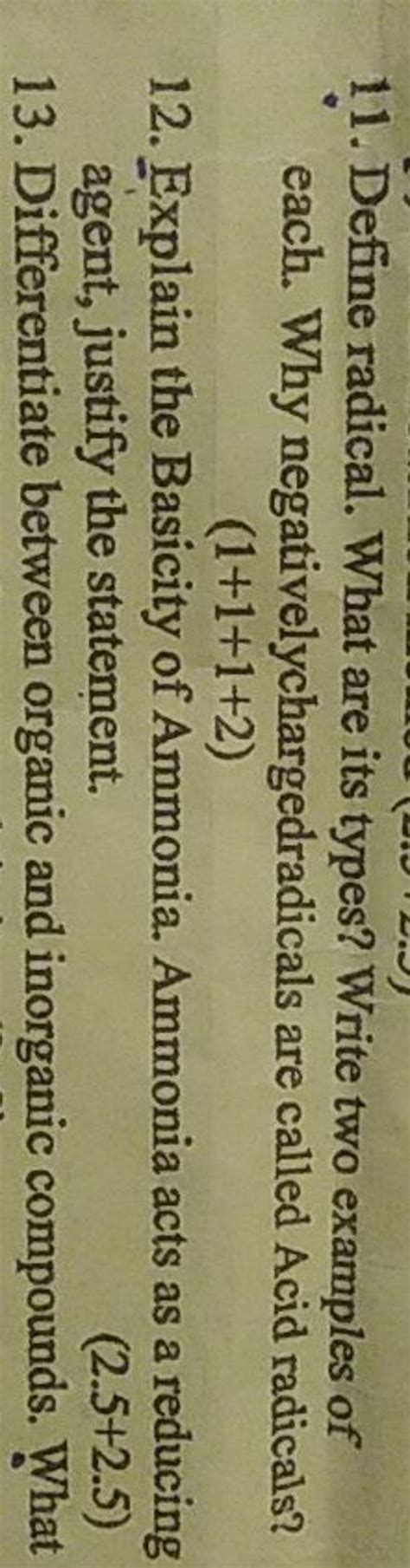 11 Define Radical What Are Its Types Write Two Examples Of Each Why N